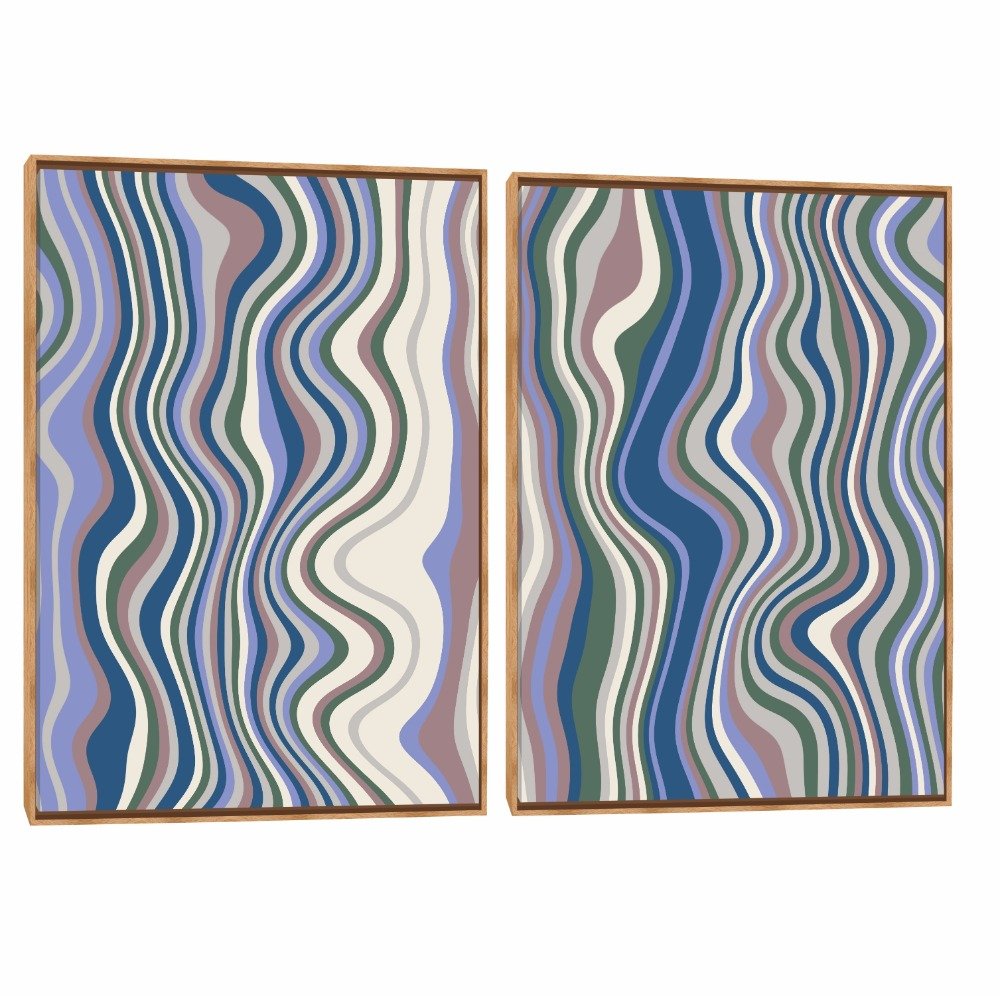 Compre Quadro Decorativo Composição Duplo Onda Line Az - Decora Online