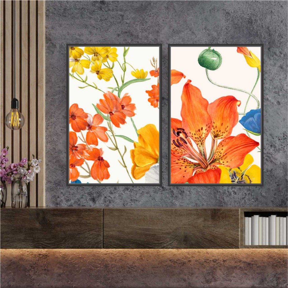 Compre Quadro Decorativo Composição Duplo Lírio Orange - Decora Online
