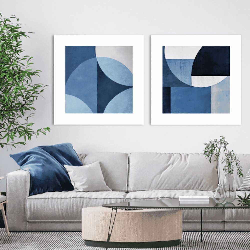 Compre Quadro Decorativo Composição Duplo Efeito Blue - Decora Online