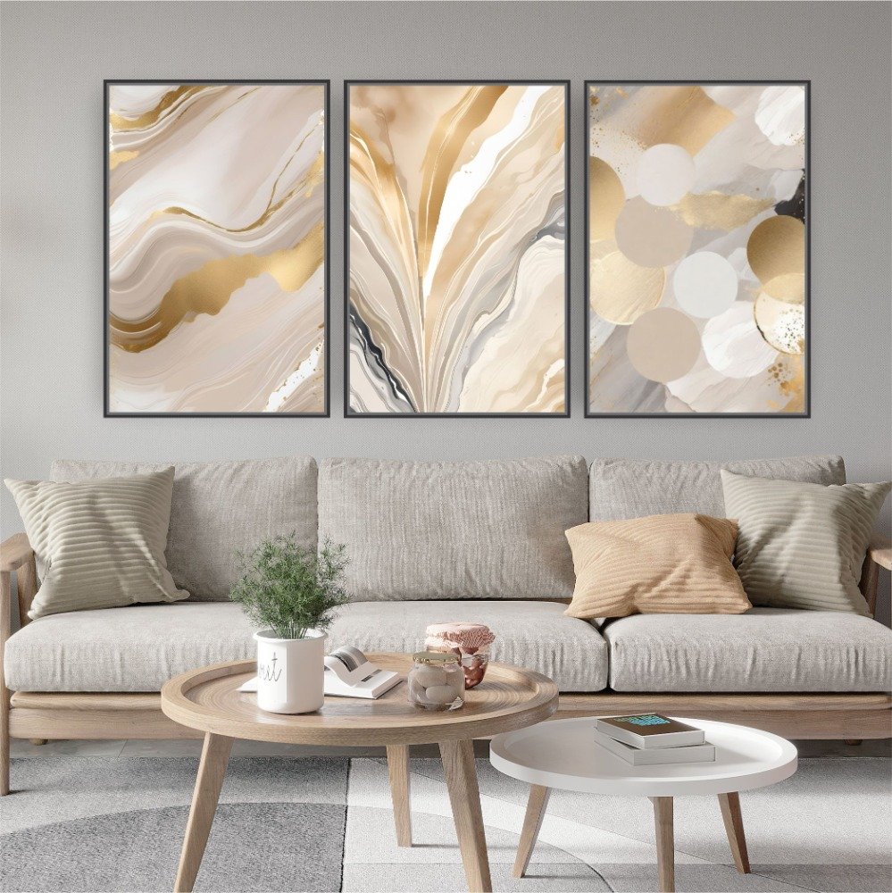 Compre Quadro Decorativo Composição Trio Mix Gold - Decora Online